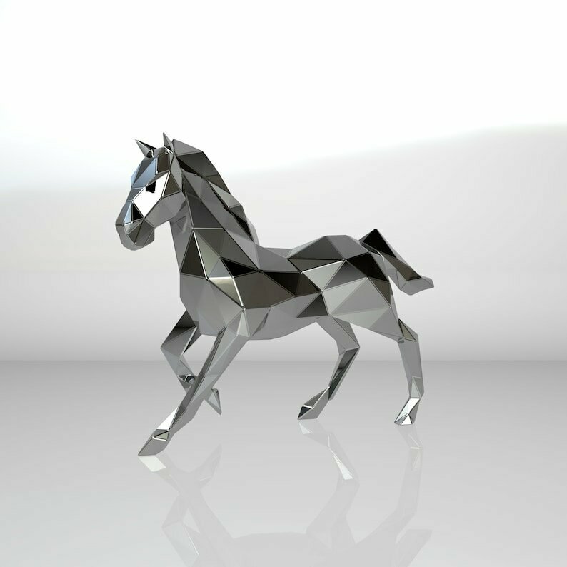 Полигональная фигура Лошади, геометрический полигональный металлический декор интерьера