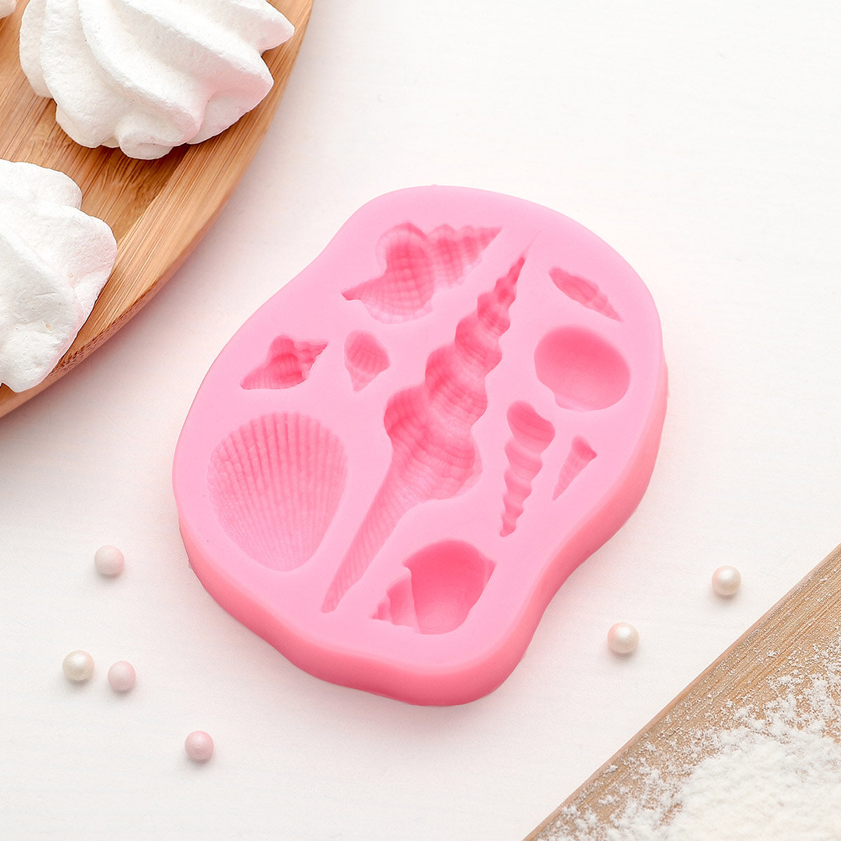 Молд силиконовый для шоколада, воска, мыла, гипса и эпоксидной смолы 'Большие ракушки', 9,4*7,5*1,5 см, Арт Узор