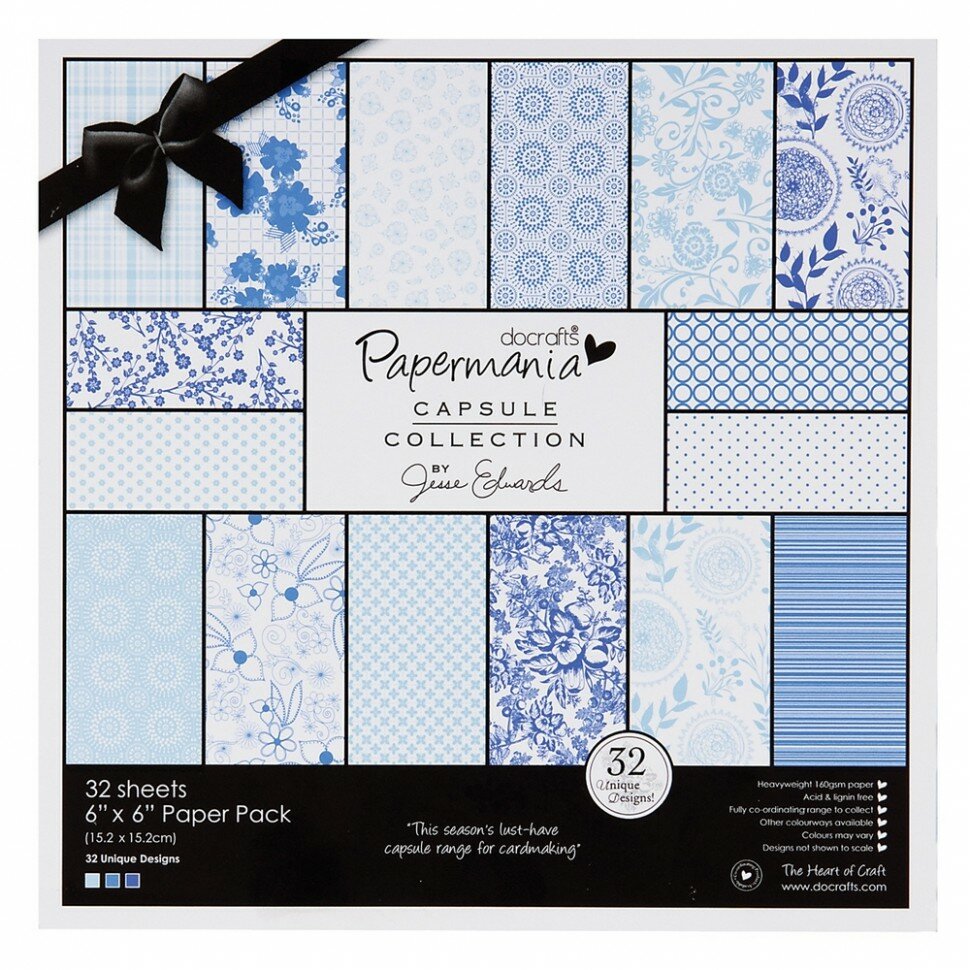 #PMA160303 Набор бумаги для скрапбукинга Burleigh Blue 15.2 х 15.2 см Docrafts 32 листа