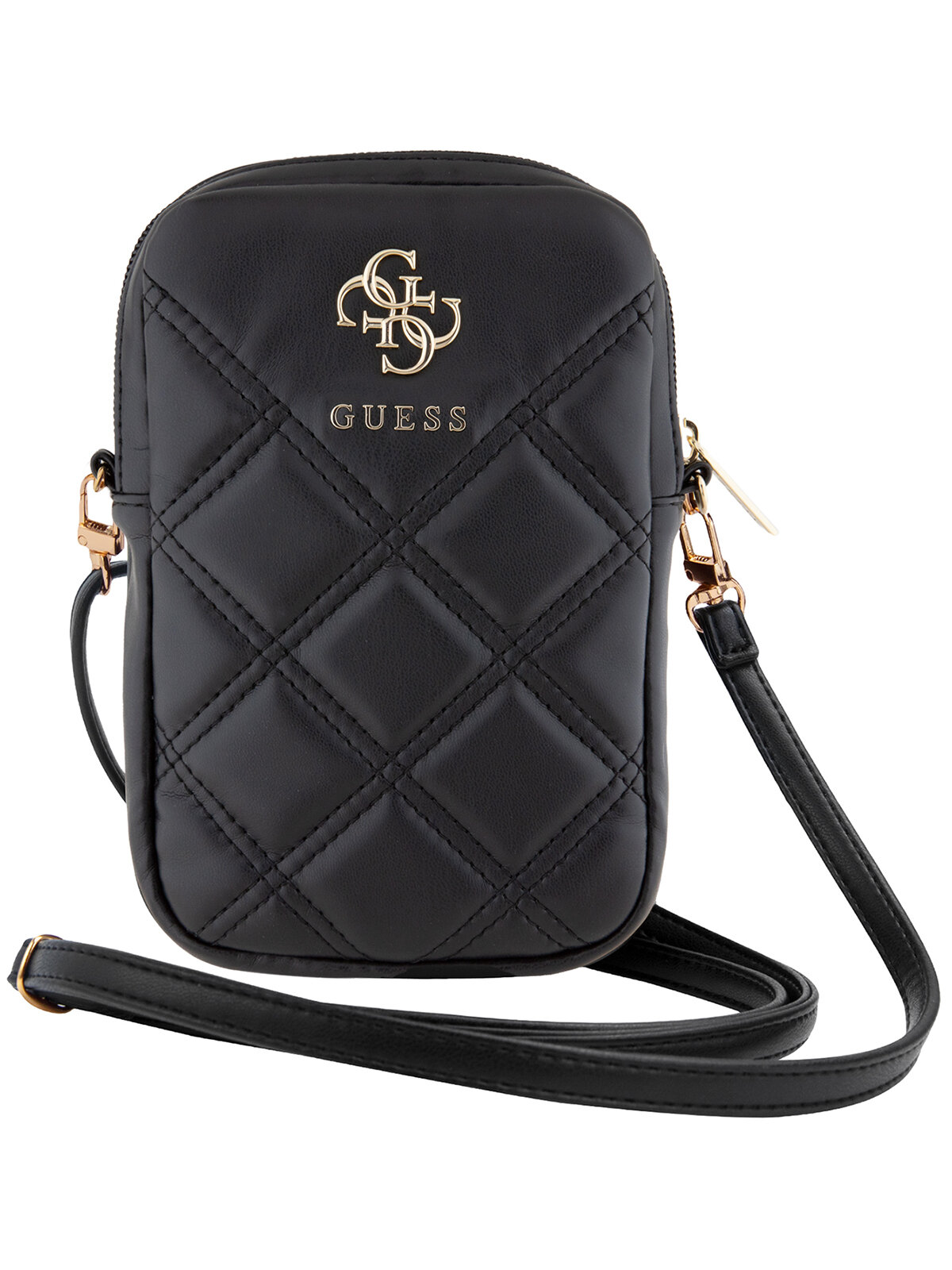 Guess для смартфонов сумка Wallet Zipper Pouch Quilted 4G metal logo Black