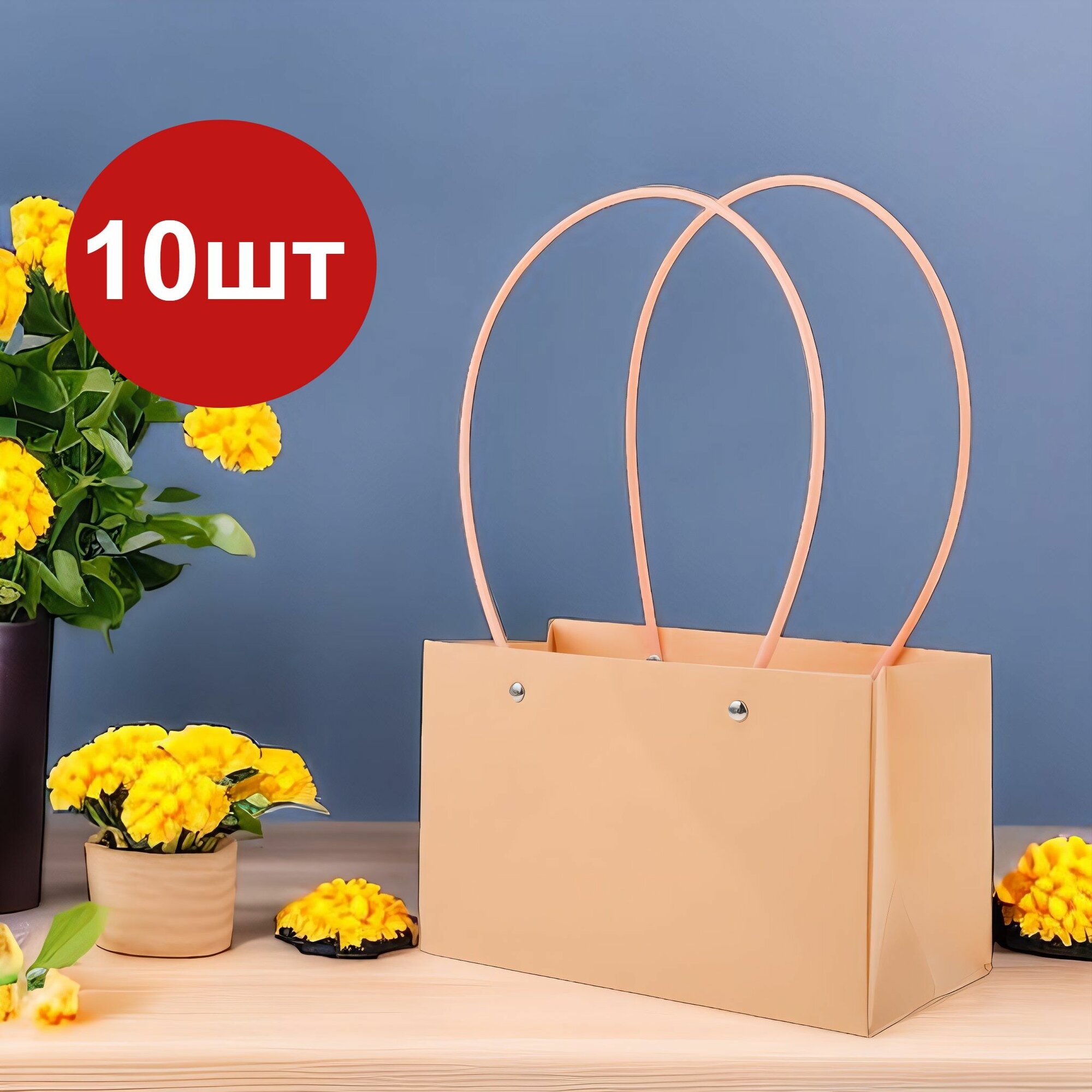 Сумка для цветов флористическая плайм пакет набор 10шт 22x10xH13,5 см