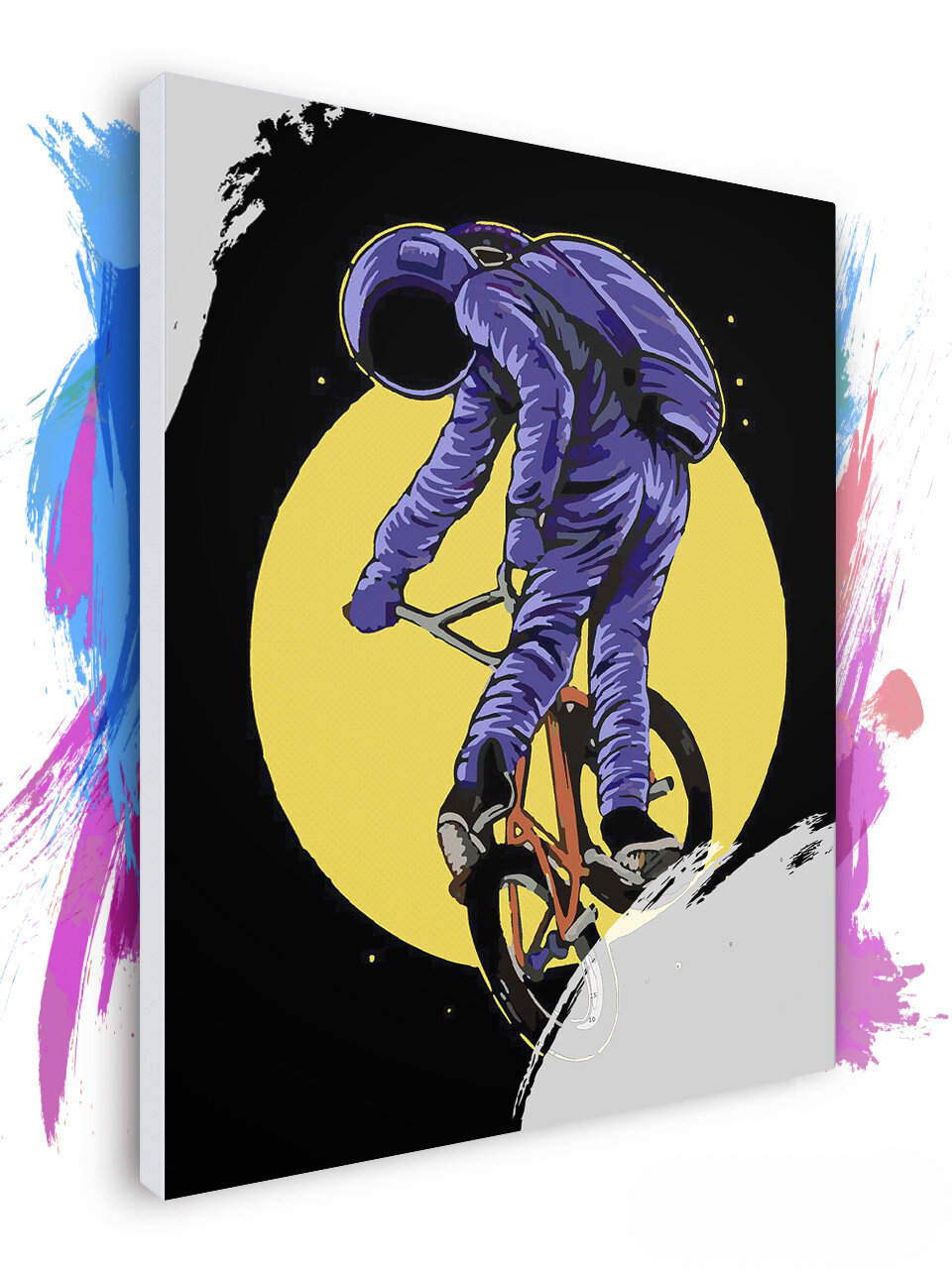 Картина по номерам на холсте Космонавт на BMX, 40 х 60 см