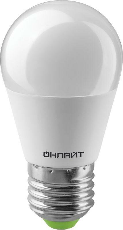 Лампа светодиодная 71 627 OLL-G45-8-230-4K-E27 8Вт шар 4000К нейтр. бел. E27 800лм 176-264В онлайт 71627