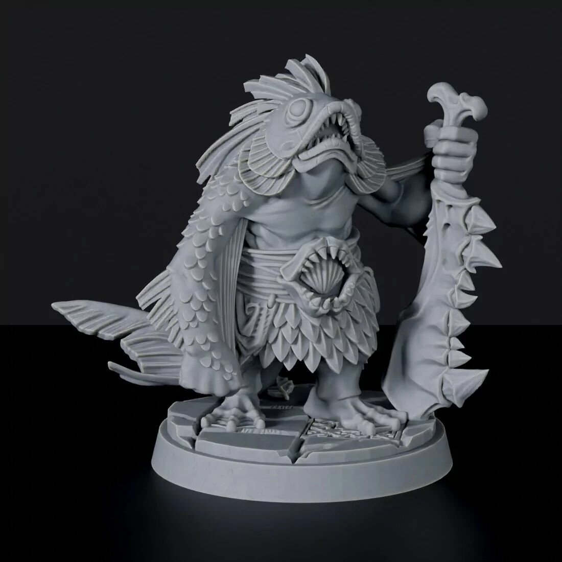 Миниатюра D&D 'Рыболюд A' масштаб 32 мм (DnD, Dungeons & Dragons, ДнД, Подземелья и Драконы, Pathfinder)