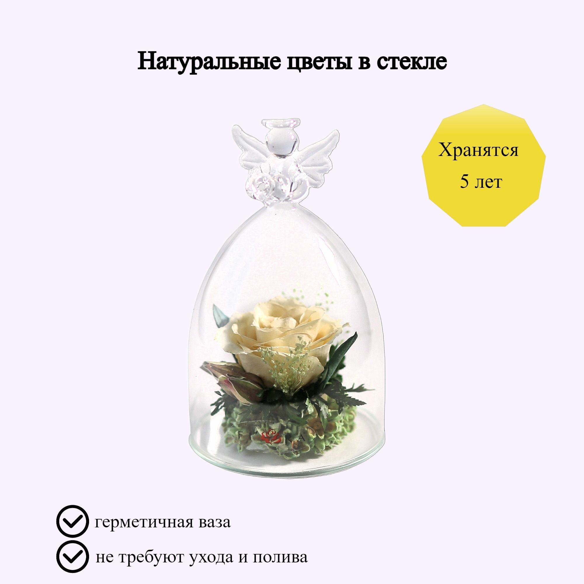 Композиция из натуральных цветов в стекле Fiora, 13.5х8 см