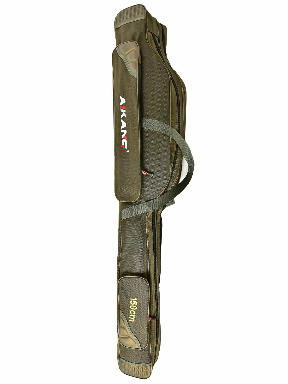 Чехол для удочек стандарт экстра (150см, 2 отделения + 2 кармана, арт.302) серо-зеленый