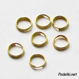 Фурнитура для бижутерии Колечко двойное 0001403 золотой цвет 7 мм, цена за 100 шт.