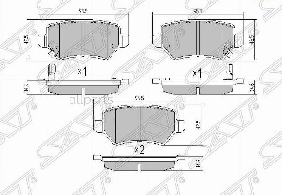 SAT ST-1605995 Колодки тормозные (Сзади) Opel Astra 98-13 / Corsa 00-03