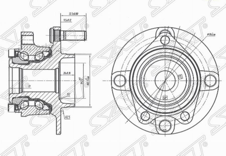 SAT ST-40202-JX00A Ступичный узел перед NISSAN NV200/NV200 VANETTE 10- (в сборе)