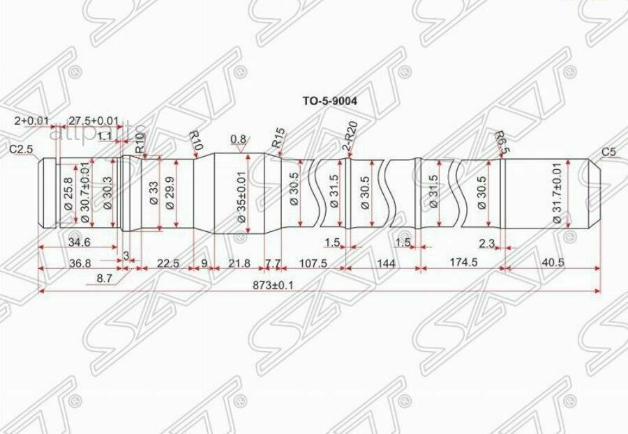 SAT TO-5-9004 Полуось FR TY Land Cruiser 80/105 (длинная) -LH
