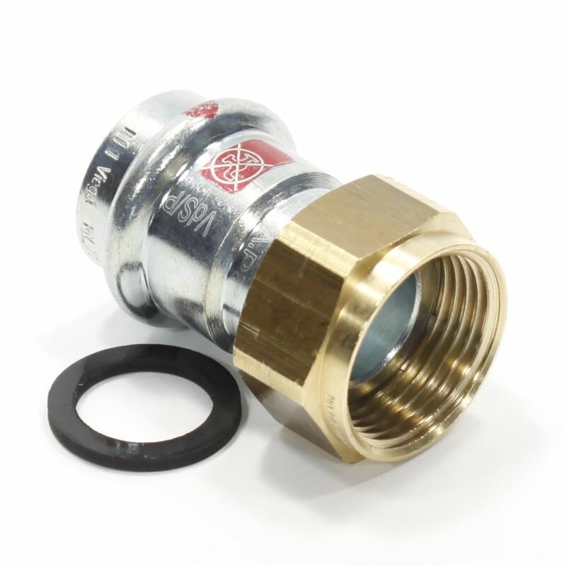 Переходник 22-3/4", Viega Prestabo 1163, пресс-резьба, вн, сталь (цинк), с накид. гайкой