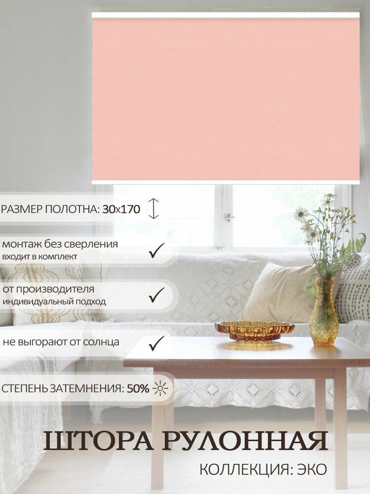 Рулонные шторы на окно однотонные Эко без сверления