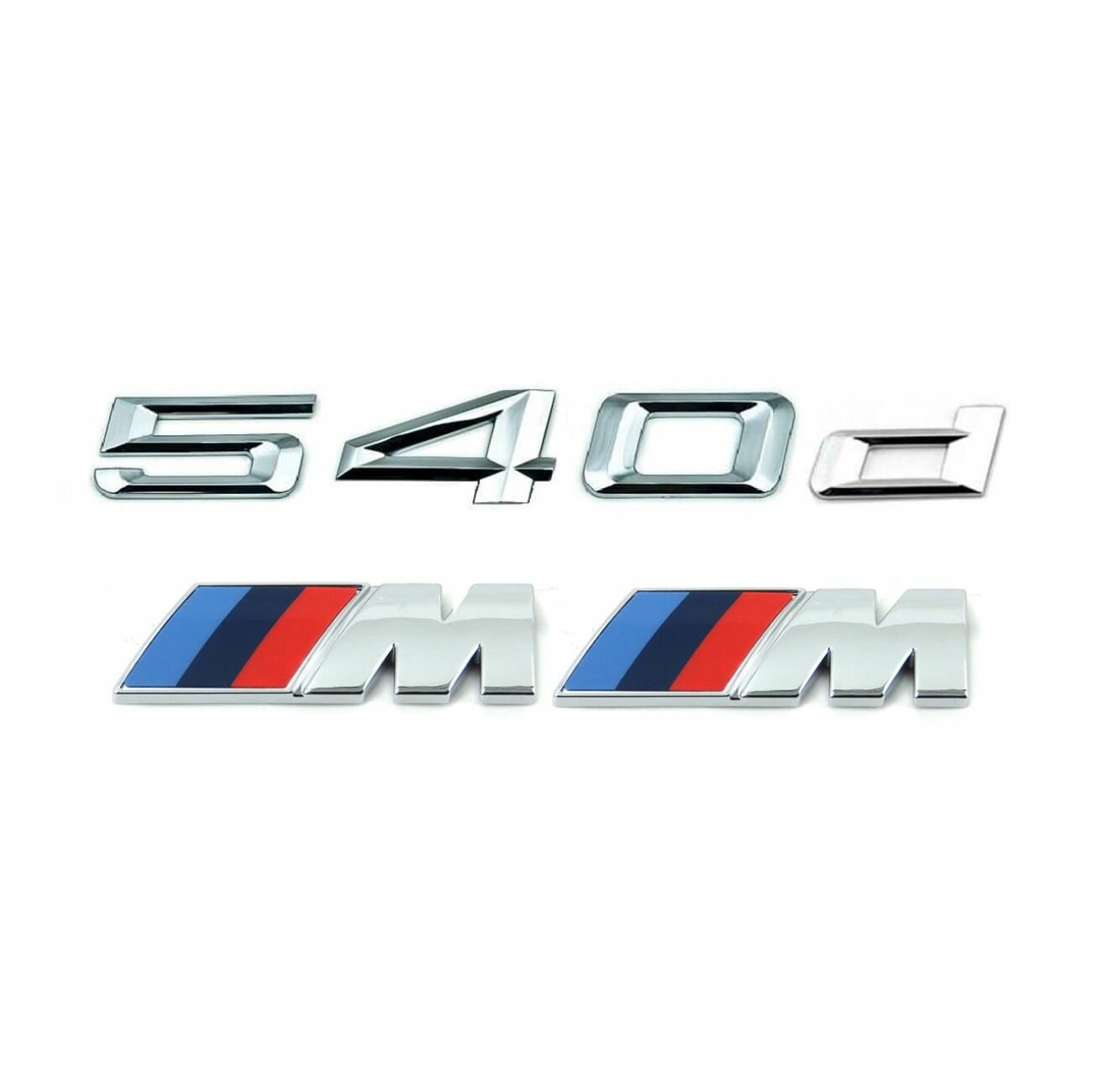 Комплект: шильдик на багажник длям BMW 540d + 2 эмблемы на крыло M-performance хром