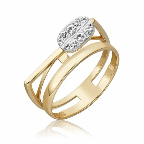 Кольцо, комбинированное золото, 585 проба, родирование, топаз