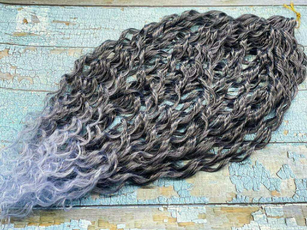 Афрокудри комплект для наращивания Джессика чёрный с голубым 60см