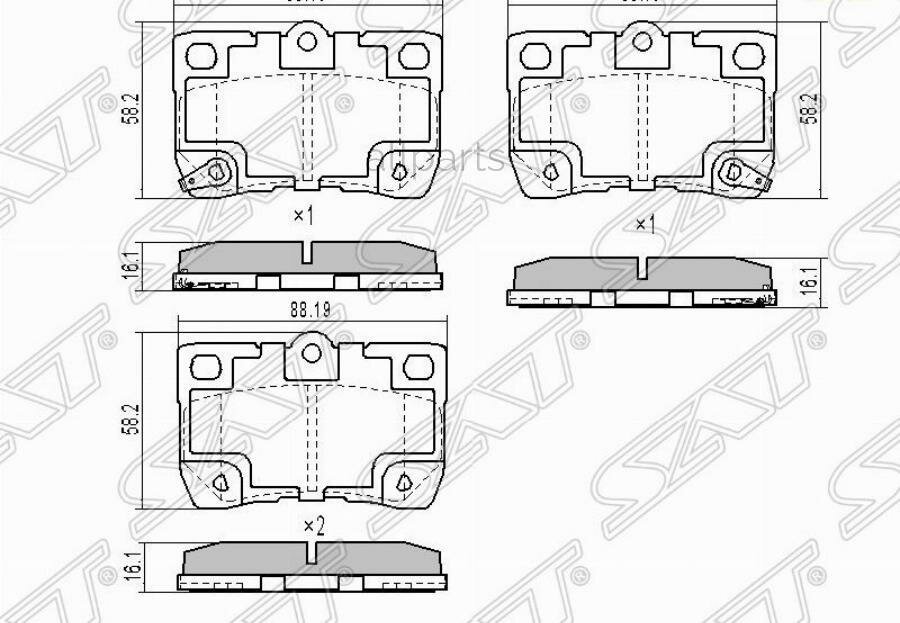 SAT ST-04466-22190 Колодки тормозные (Сзади) Toyota Crown 08-22 / Lexus GS 05-12