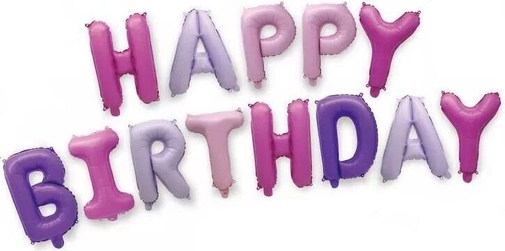 Набор шаров-букв (16'/41 см) Мини-Надпись "Happy Birthday" для девочки, 1 шт. в упак.