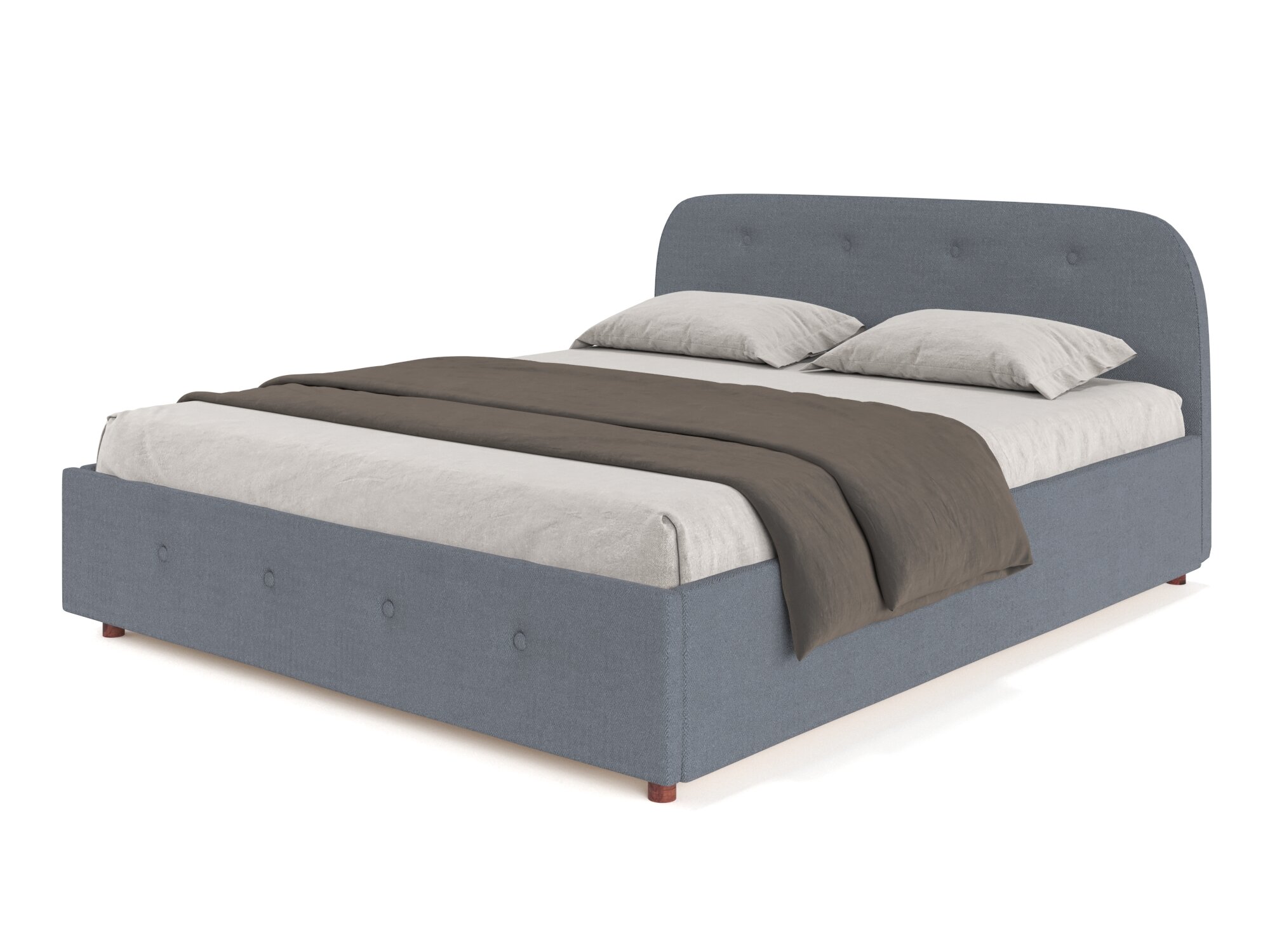 Двуспальная кровать Soft Element Эльба 160х200 Blue, с мягким изголовьем, с подъемным механизмом, с ящиками, рогожка