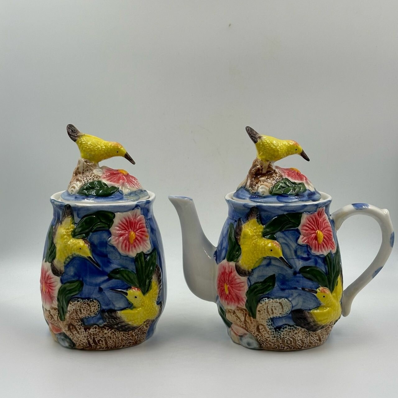 Заварочный Чайник и Сахарница "Колибри" 2 предмета Высота 16,5 см Фарфор!