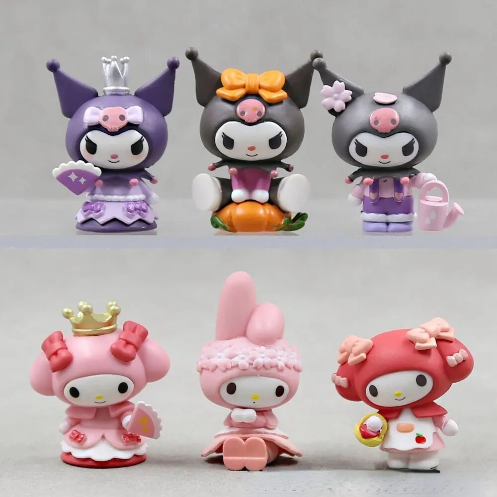 Набор фигурок Моя Мелодия, Куроми, Хеллоу Китти / Onegai My Melody 6шт (4-5см)