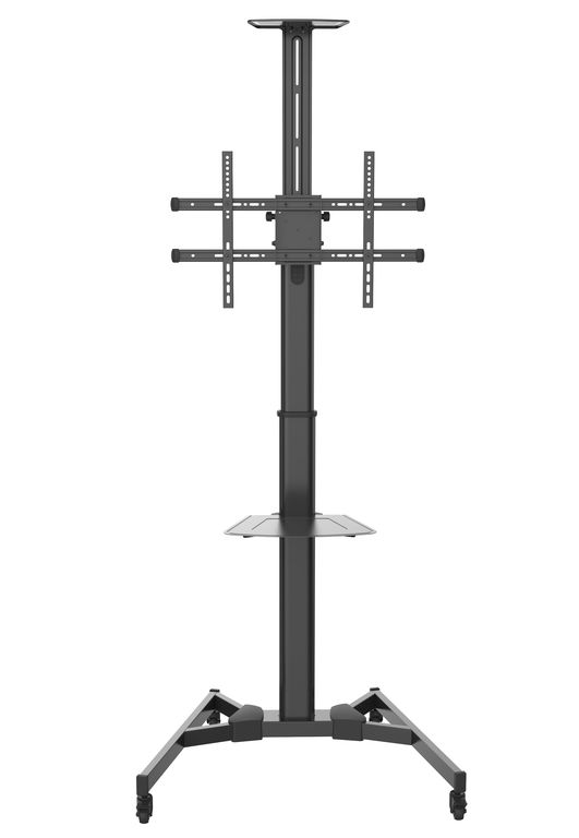 Стойка digis dsm-p164c мобильная для тв 37"-70" до 50 кг, vesa до 600x400мм, наклон -10°/+10°, регулировка высоты тв, полки для камеры и источников, поворот в портретное положение (90°)