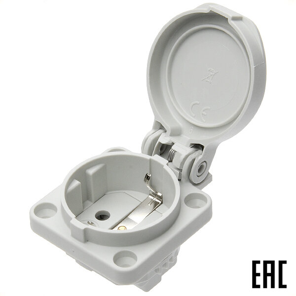 Розетка Schuko на поверхность 50х50 с/п 2Р+Е 16А 250В IP54 серая PCE 105-0g