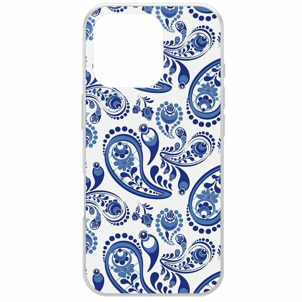 Чехол-накладка Krutoff Clear Case Гжель для iPhone 16 Pro