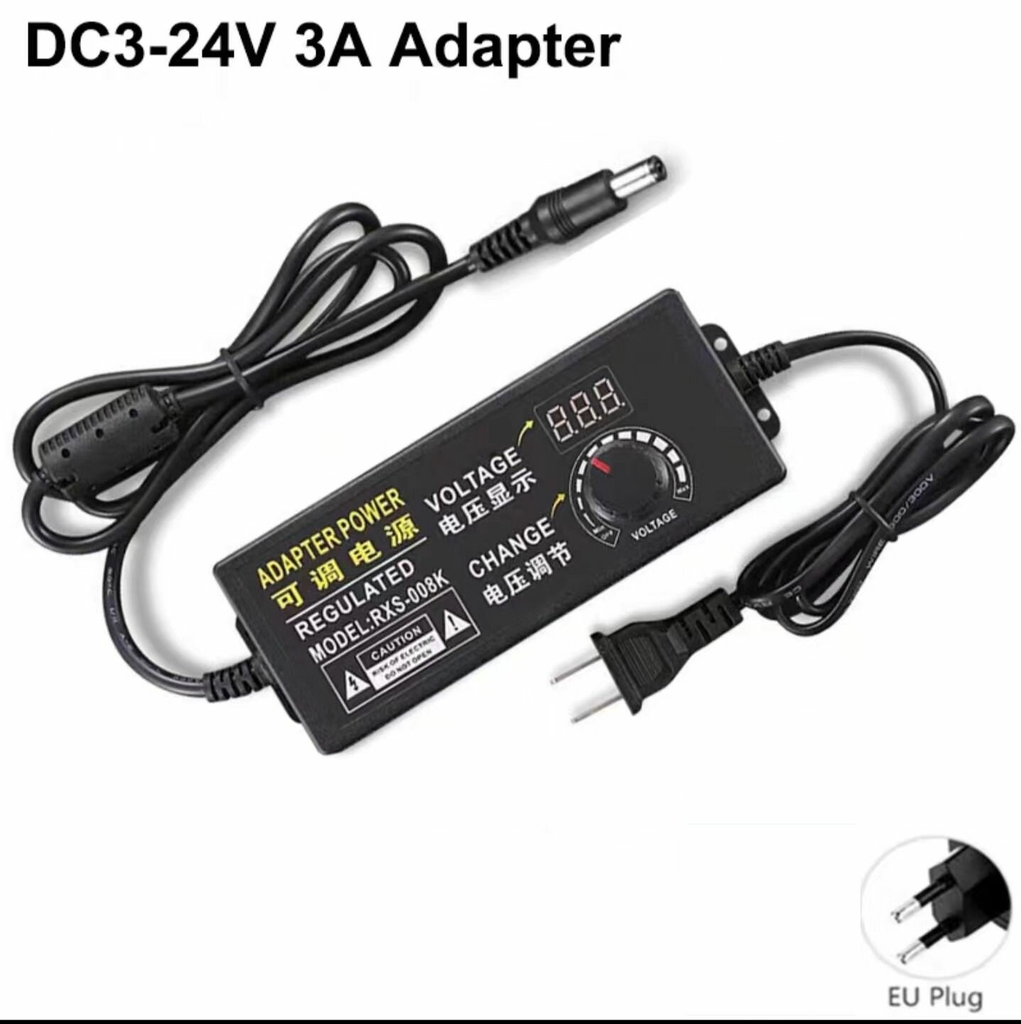 Блок питания универсальный 3-24V 3A 5.5x2.5 с регулировкой выходного напряжения для терминалов . трансформаторов / светодиодных лент , систем видеонаблюдения / маникюрных ламп