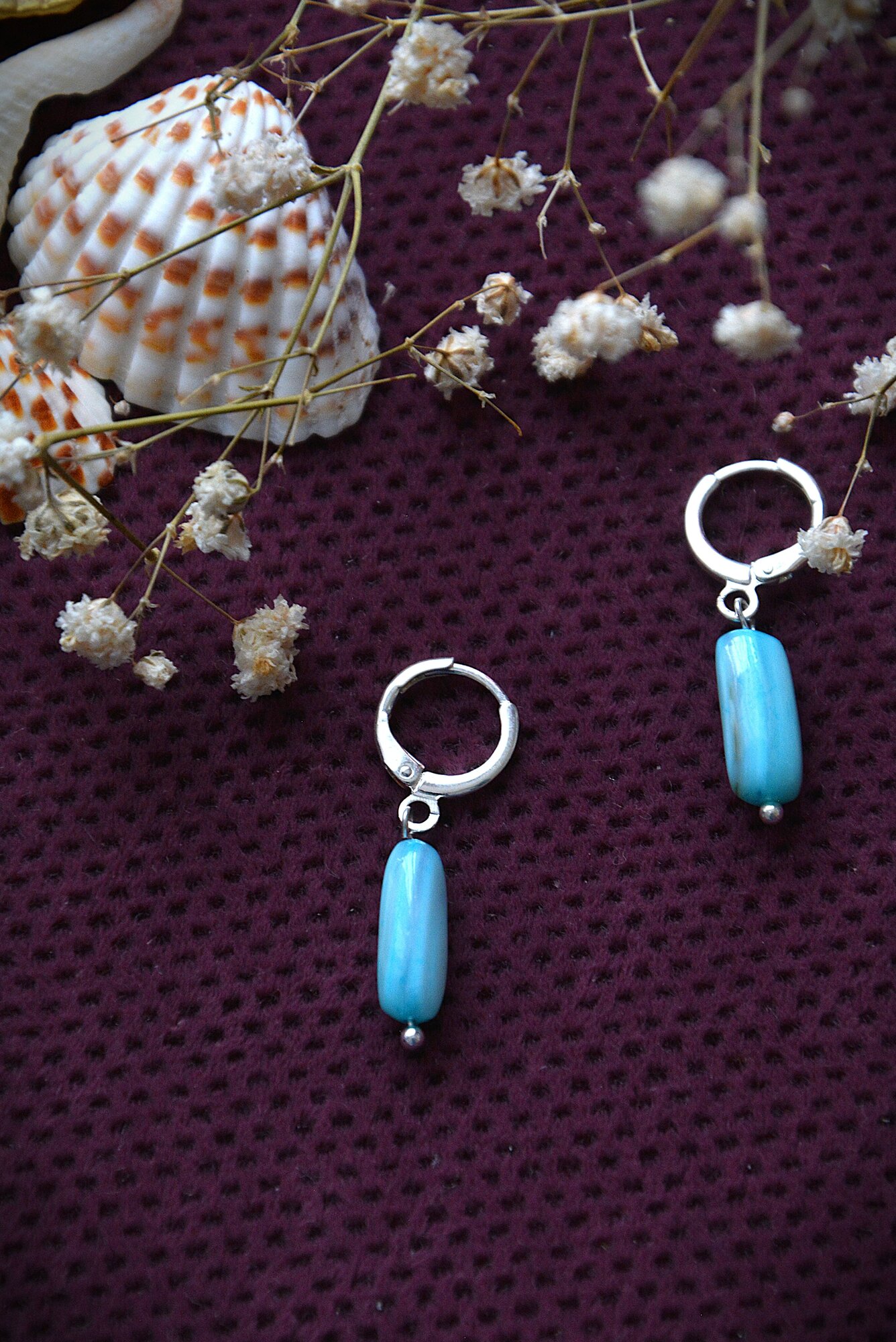 Серьги с подвесками, перламутр