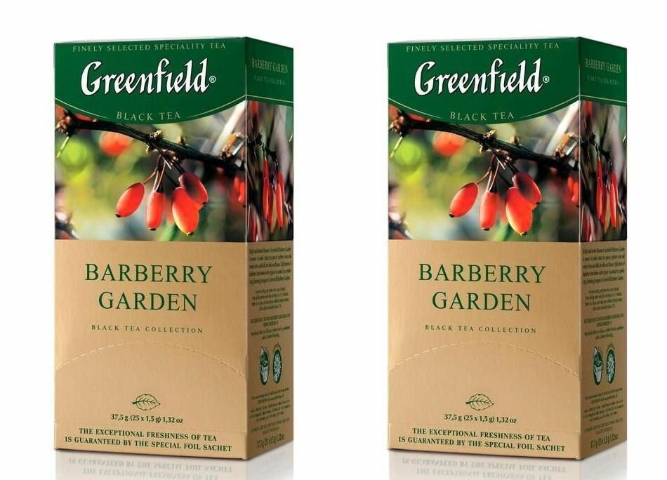 Greenfield Чай черный Barberry Garden, 25 пакетиков, по 1,5 г, 2 уп