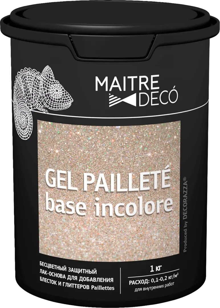 Лак-основа Maitre Deco «Gel Paillete Base Incolore» бесцветный 1 кг