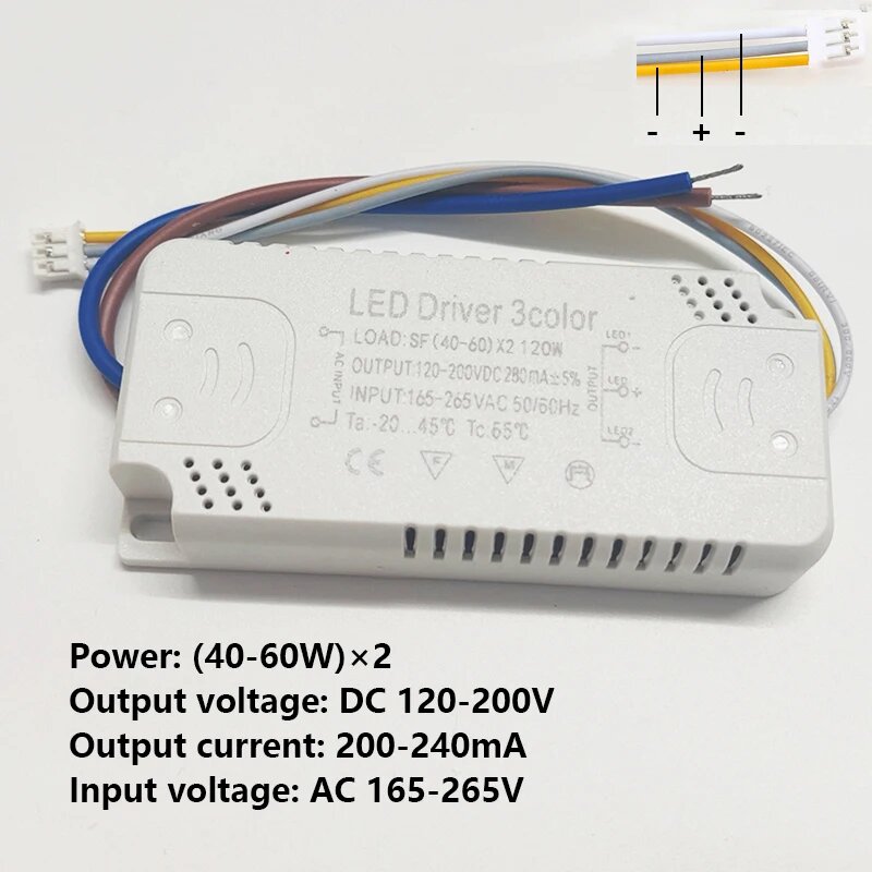 LED Driver 3 color Adapter For LED Lighting AC220V Non-Isolating Transformer For LED Ceiling Light Replacement 12W-60W