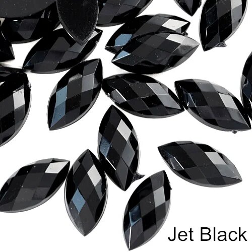Акриловые стразы OLeeya "Конский глаз", 100 шт. Черный, 6x12mm----100pcs, Black