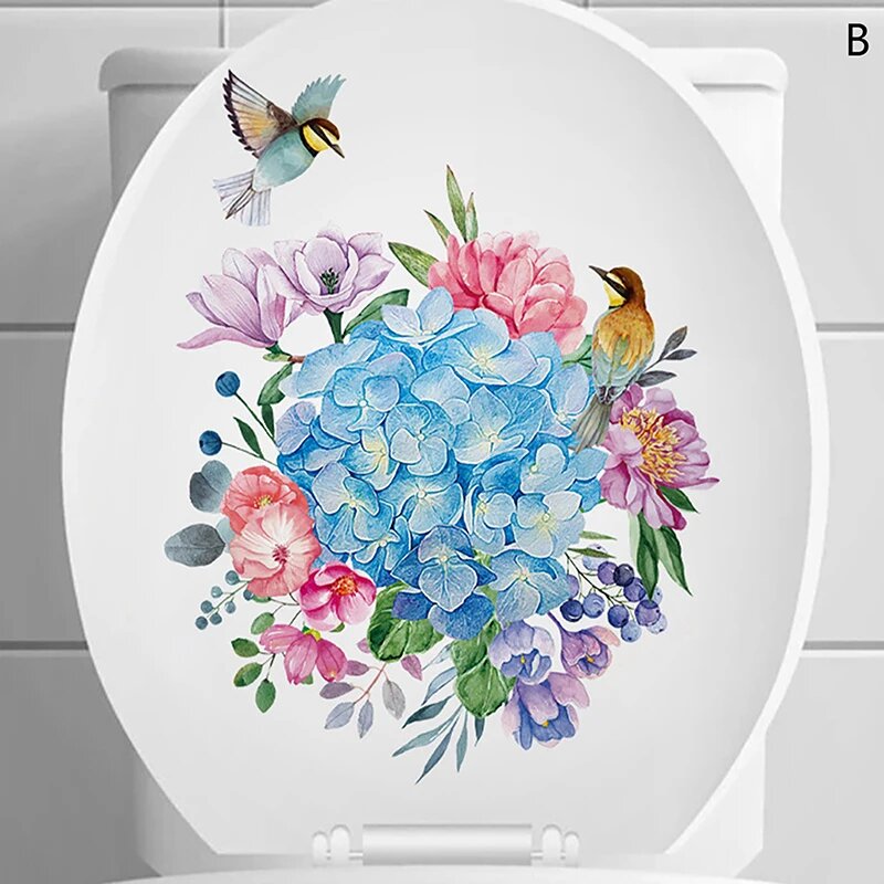 Наклейки на унитаз цветочные ПВХ, Цвет: 1PC