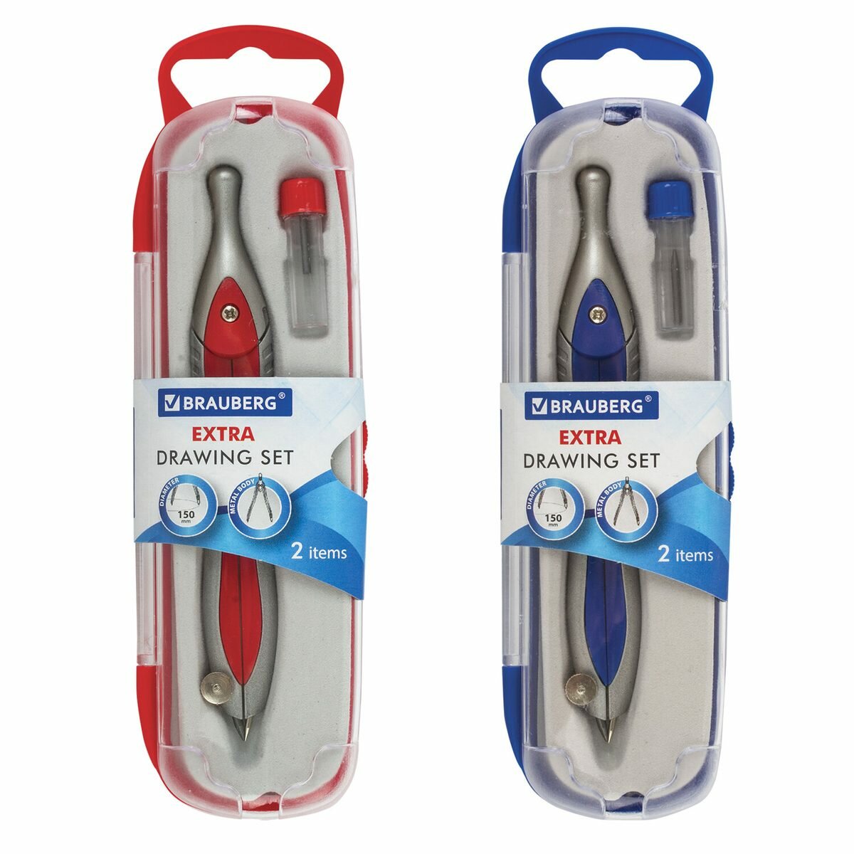 Готовальня 2 предмета Brauberg Extra, циркуль 125мм, грифель), в пенале (10684), 12 уп.