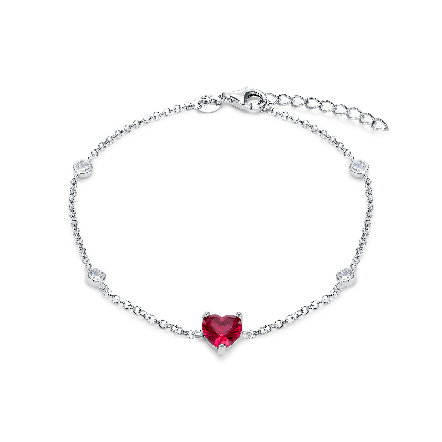 Браслет, серебро, 925 проба, фианит