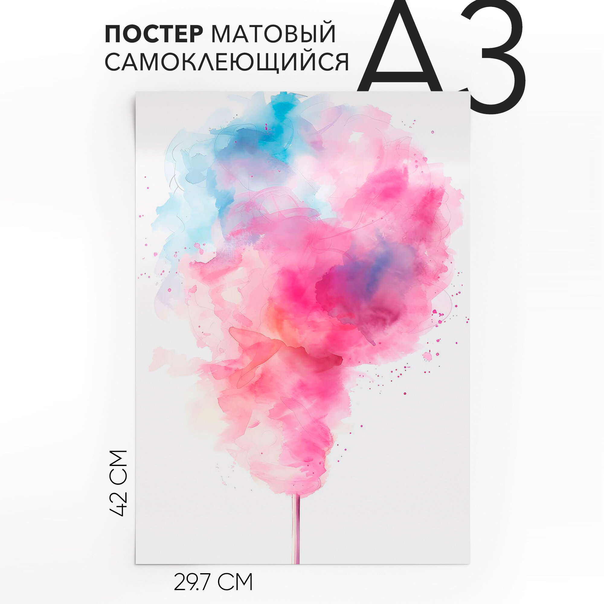 Постеры на стену самоклеящийся A3 Сахарная вата, влагостойкий, для декора