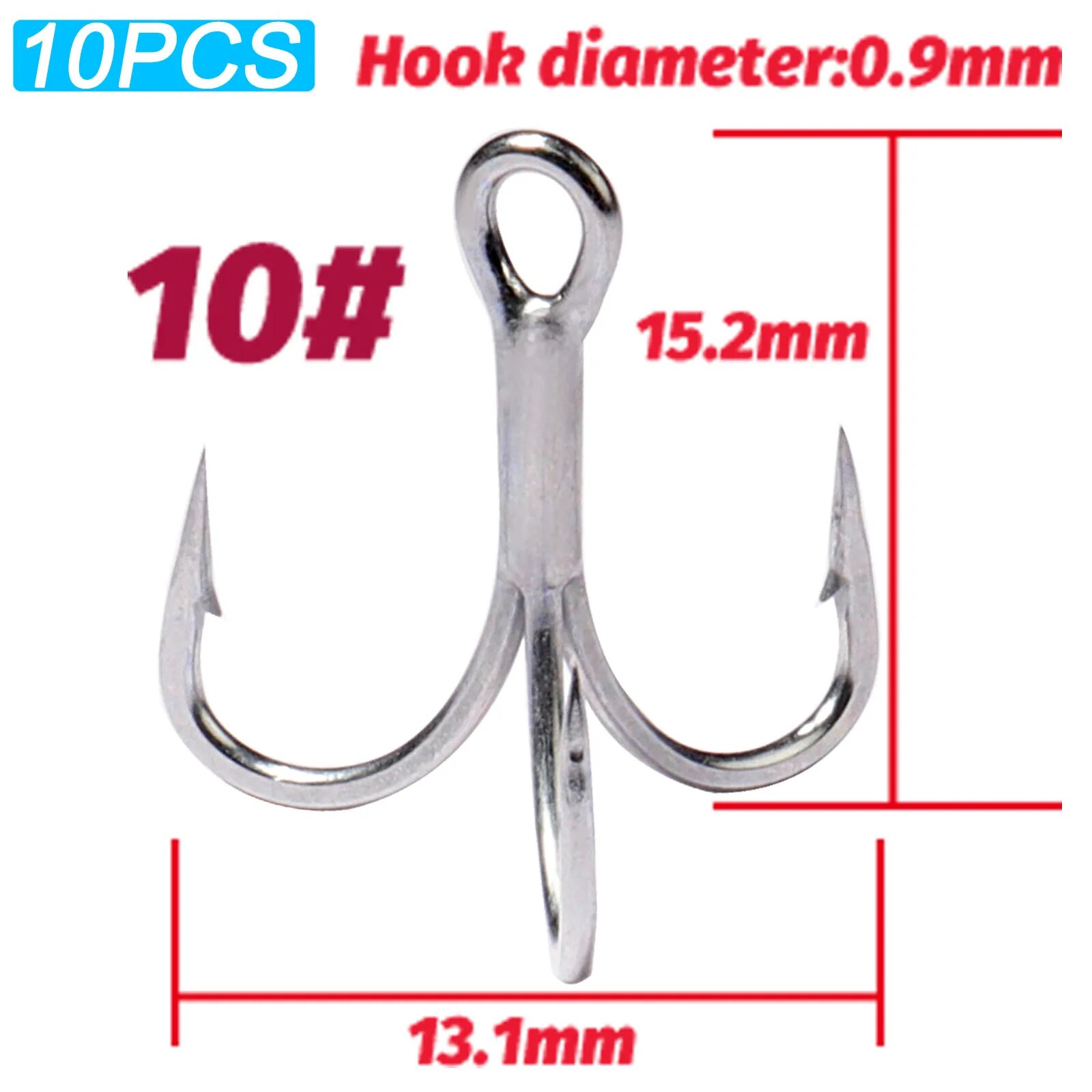 Тройные крючки GOBAIT 10#, No.10, 10PCS