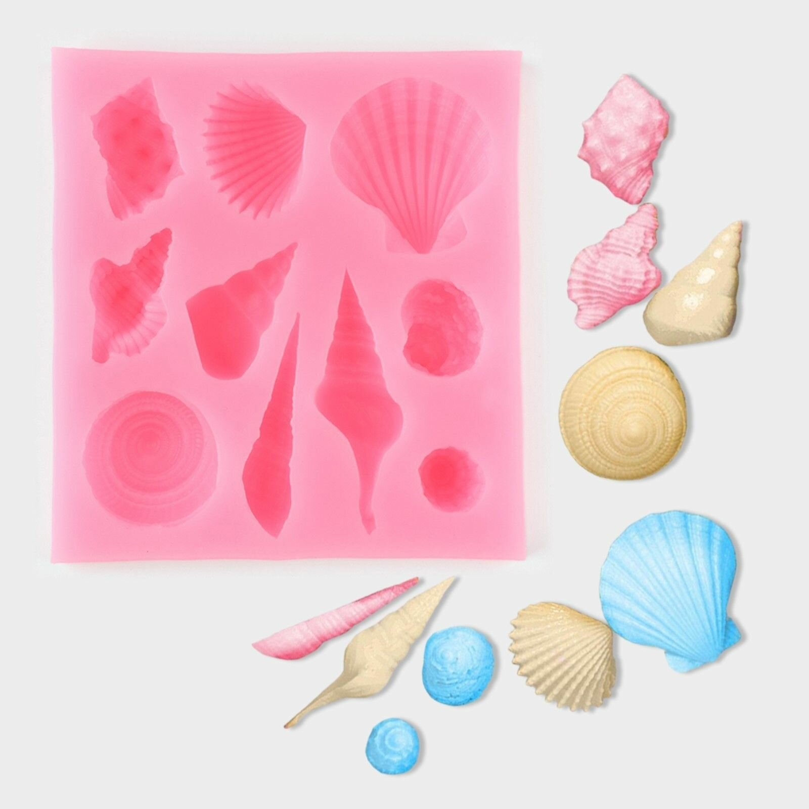 Молд Ракушки , силикон, 7,7 7 1,5 см, цвет розовый