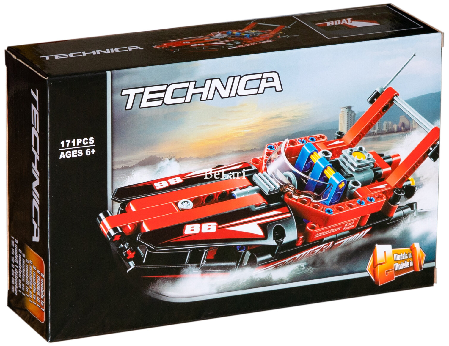 Конструктор Техник Моторная лодка 2в1 11296, 171 деталь