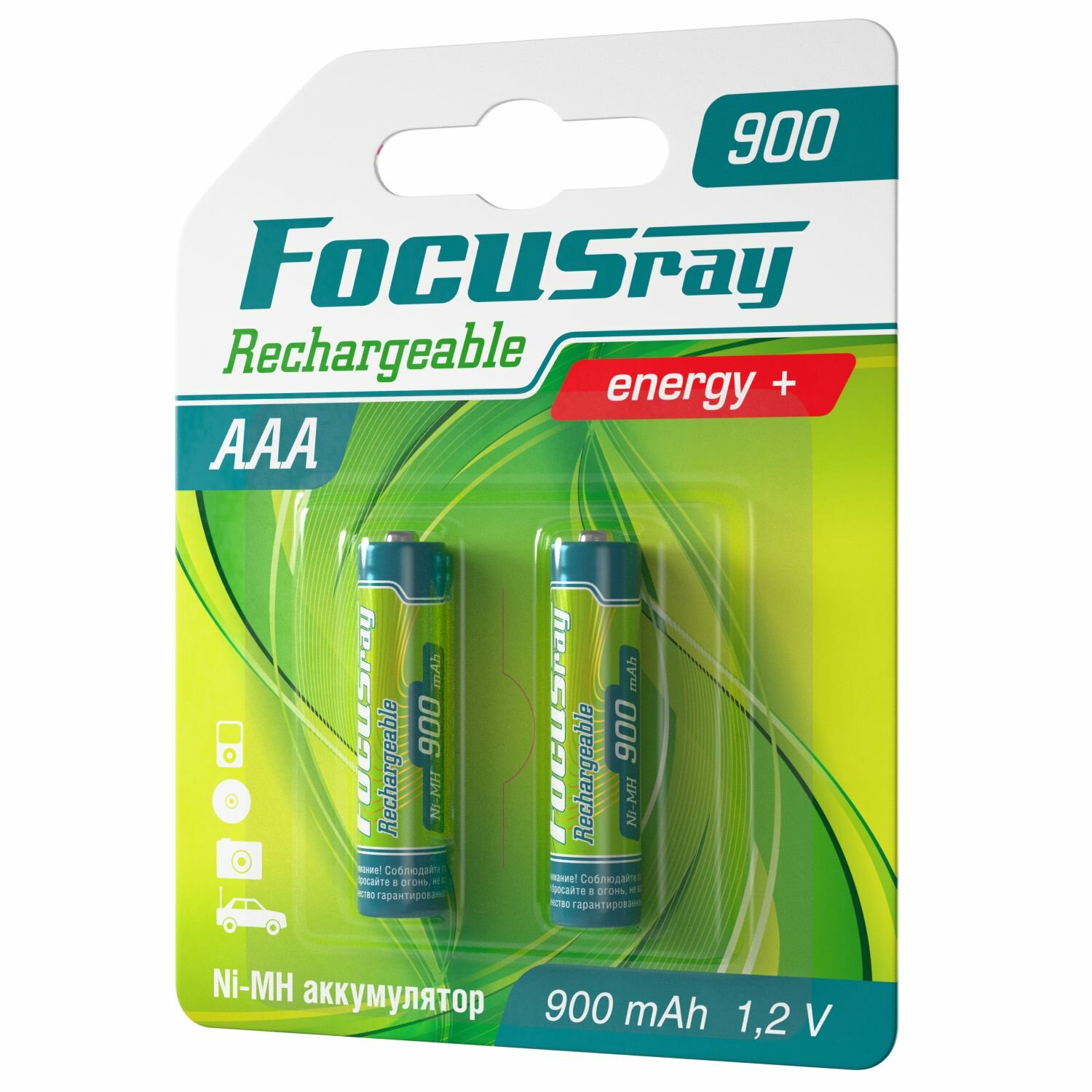 Аккумулятор FOCUSray, АAA, Ni-MH, 900 mAh, 1000 перезарядок, блистер