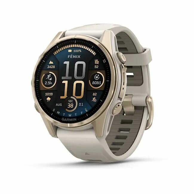Умные часы Garmin Fenix 8 43 mm AMOLED Sapphire Soft Gold with fog gray/dark 010-02903-10