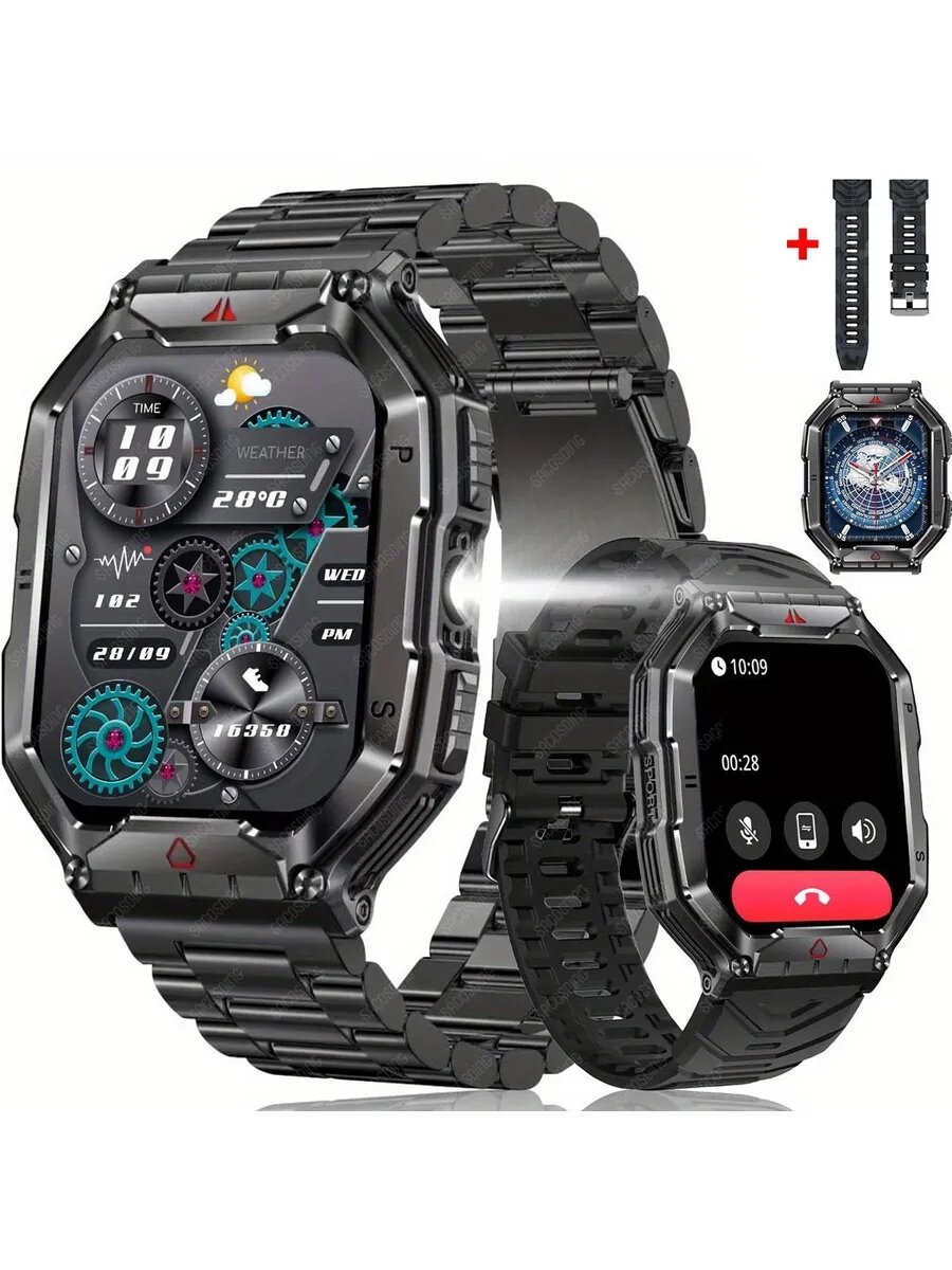 Умные часы для мужчин с фонариком GPS