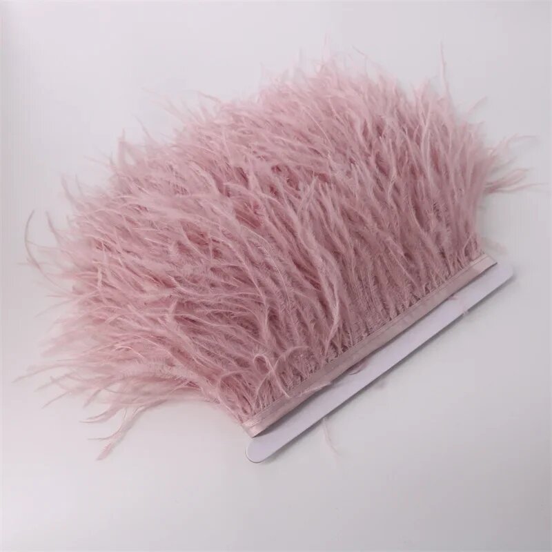 Лента из страусиных перьев черная 1 метр Розовый, Leather pink