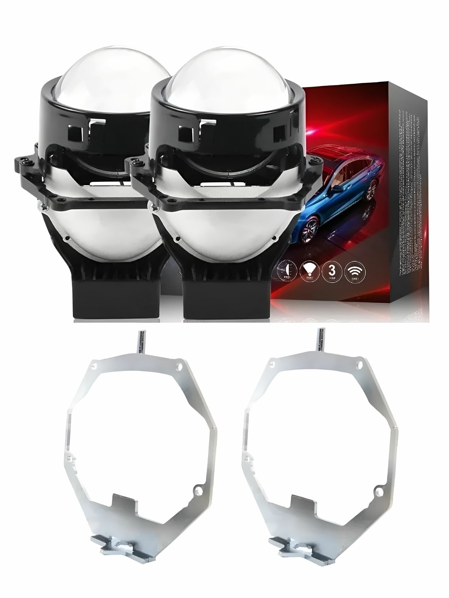 Bi-Led линзы на Lexus GS 3 2004-2011 c AFS / с переходными рамками / светодиодные 5500k Led комплект 2шт