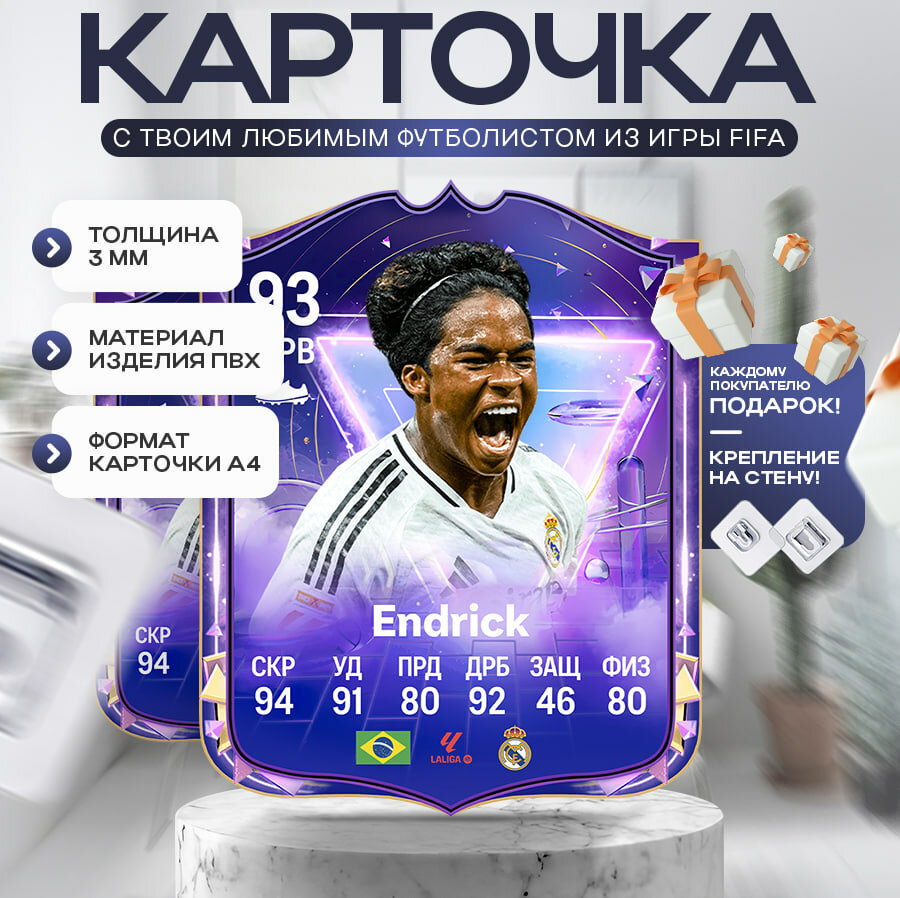 Футбольная карточка Эндрик Реал Мадрид 93 А4