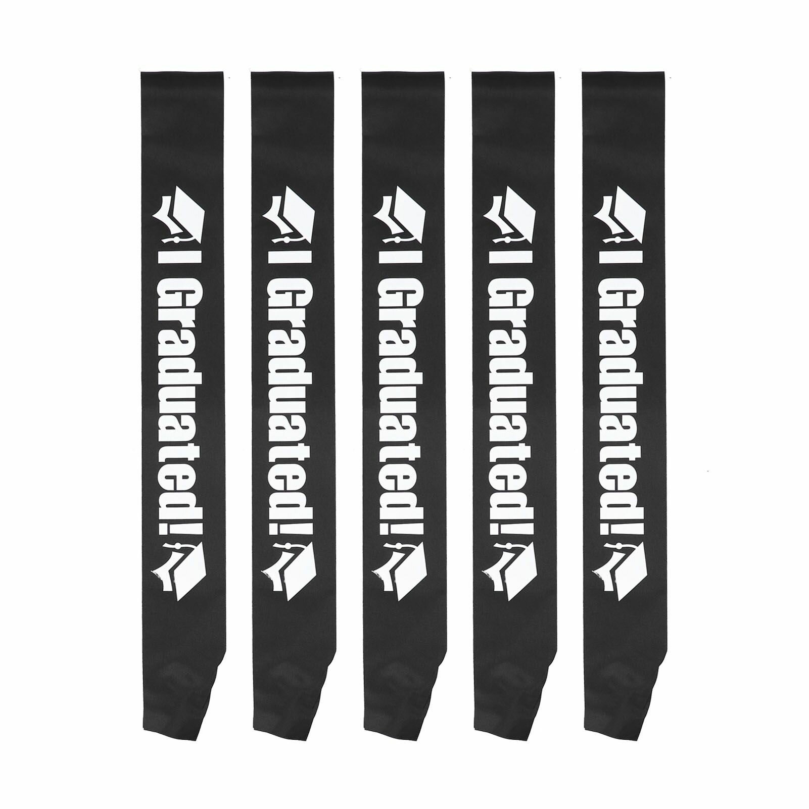 Комплект из 5 комплектов: выпускной атласный кушак для поздравления с надписью на память, аксессуар для фото, черный цвет