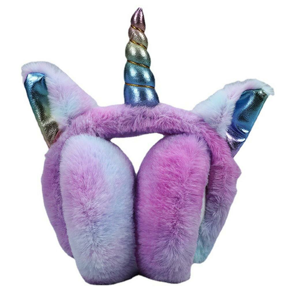 Радужные наушники для женщин, детей и девочек, с градиентным рисунком наушников, складные, мягкие, плюшевые, удобные, зимние, для ушей, рождественский подарок.