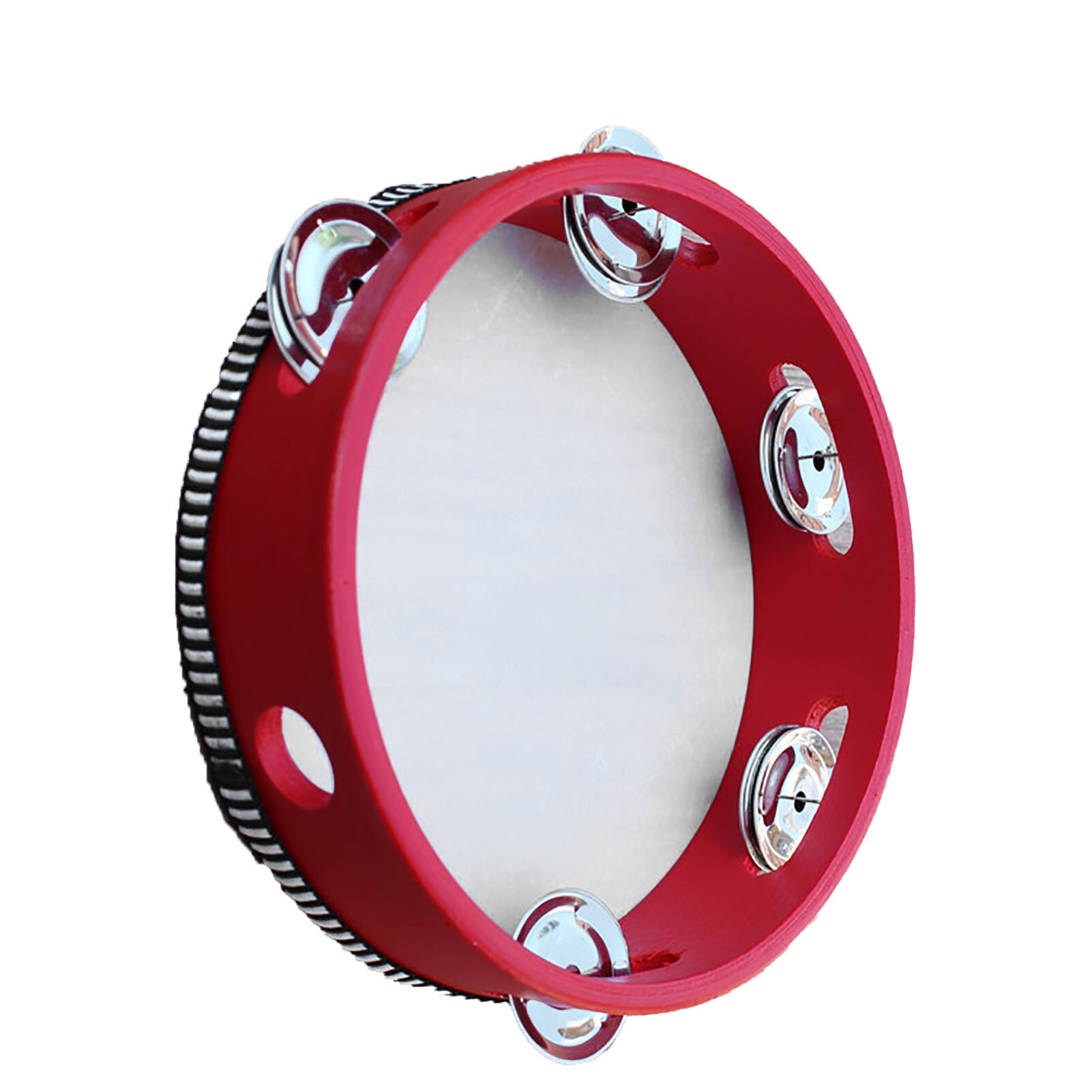 Деревянный бубен с колокольчиком, барабан, детский образовательный ударный музыкальный инструмент, 7 дюймов, цвет дерева