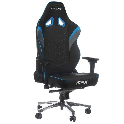AK-MAX-BLUE / Кресло игровое AKRacing MAX голубой, серый [экокожа, до 180 кг, подголовник, подлокотн
